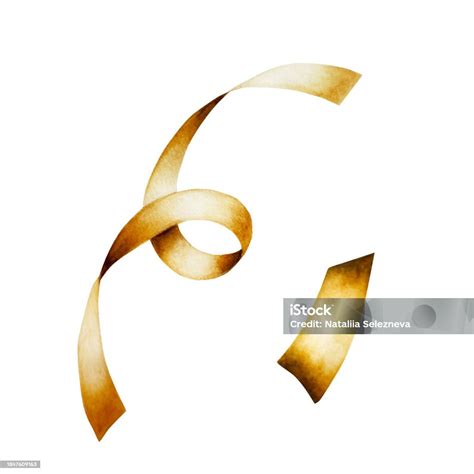 생일 선물에 대 한 수채화 황금 리본과 깃발 손으로 그린 색종이 파티 장식에 대 한 흰색 배경에 고립되어 있습니다 디자이너 인쇄물 베이비 샤워 엽서 포장지 휴일 어린이