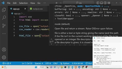 Python 3 Script To Export Csv File To Table And Save It As Html5 File Using Csv Module Youtube