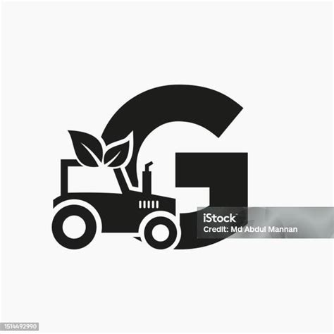트랙터 아이콘 벡터 템플릿이 있는 편지 G 농업 로고 개념 에코 팜 심볼 가금류에 대한 스톡 벡터 아트 및 기타 이미지