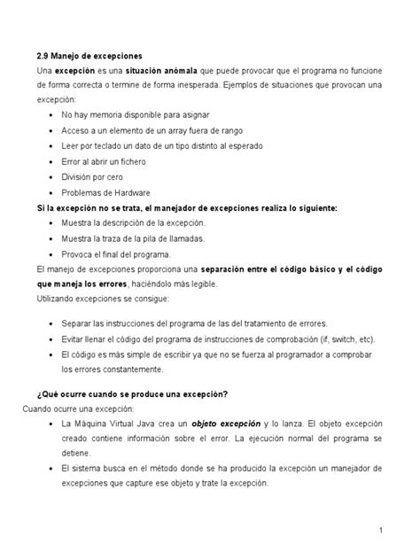 29 Manejo De Excepciones Pdf Programa De Computadora Programación