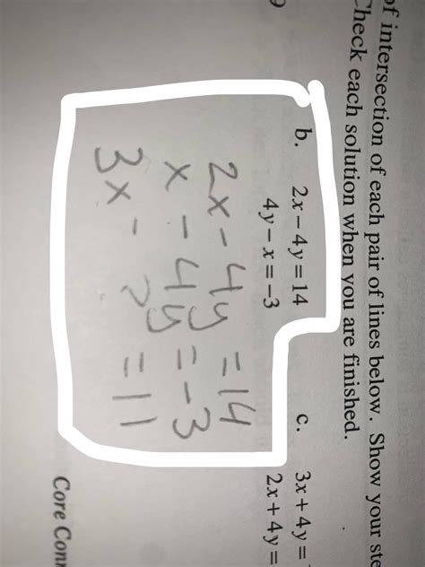[9th Grade Algebra Elimination Method] Find The Intercept Idk If The Subtraction Symbol Makes