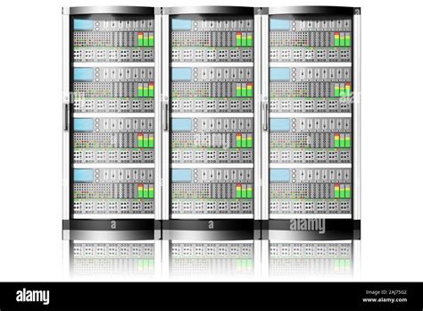 3d Illustration Server Computer Data Connection And Storing Computer