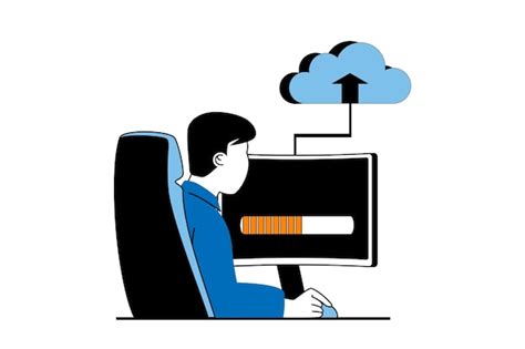 premium vector cloud computing concept with people scene in flat web