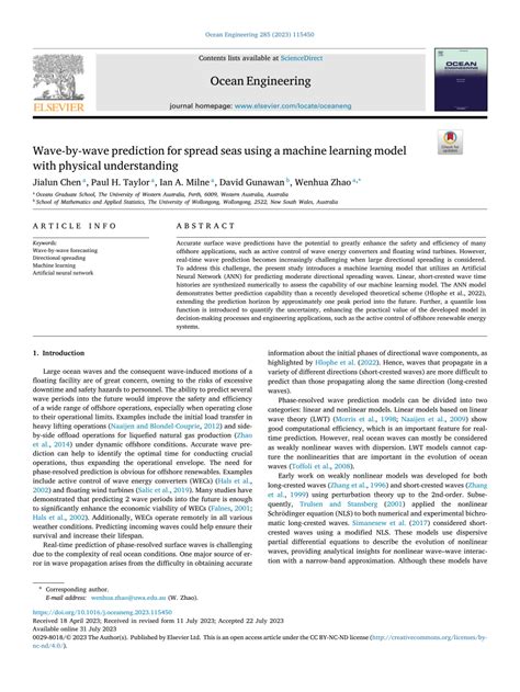 Pdf Wave By Wave Prediction For Spread Seas Using A Machine Learning