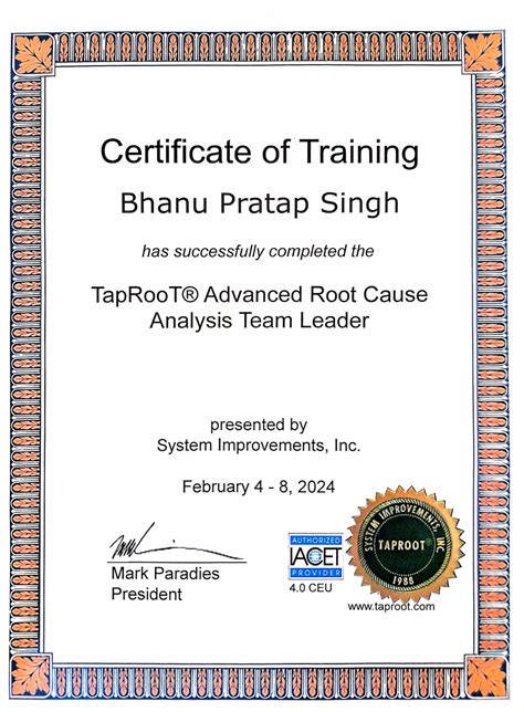 Bhanu Pratap Singh Siirsm Taproot® Advanced Rca Team Leaderirca On Linkedin Taproot 17 Comments