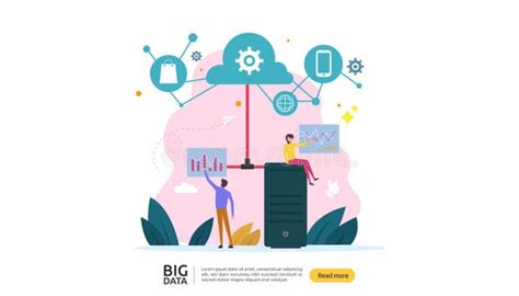 Big Data And Analysis Processing Concept Landing Page Template Cloud Database Service Server