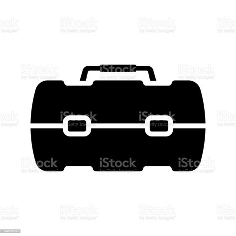 도구 상자 아이콘입니다 블랙 실루엣 앞면도 벡터 간단한 평면 그래픽 그림입니다 흰색 배경에 격리된 개체입니다 격리 가방에 대한