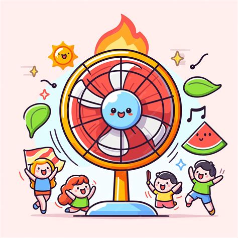 A Cartoon Drawing Of A Fan With A Smiling Face Premium Ai Generated
