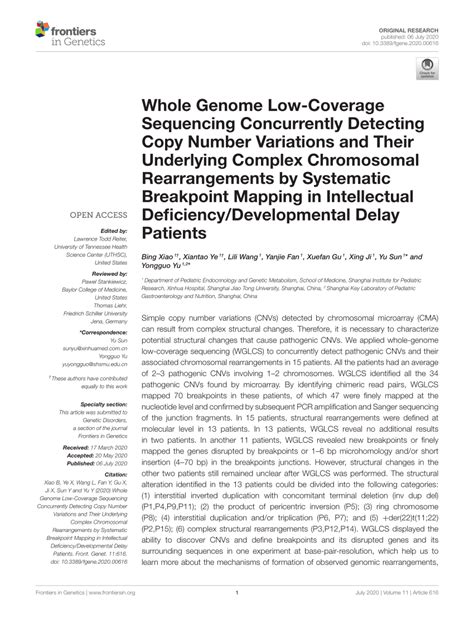 Pdf Whole Genome Low Coverage Sequencing Concurrently Detecting Copy Number Variations And
