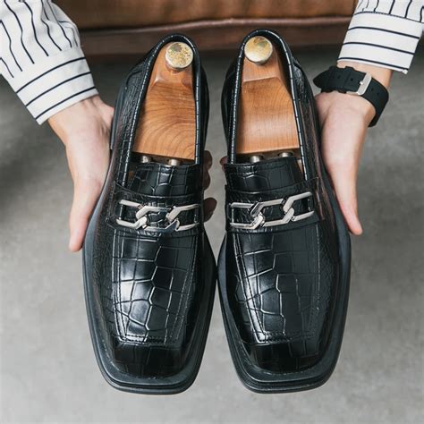 봄 브랜드 남성용 두꺼운 밑창 가죽 신발 흰색 돌 패턴 캐주얼 신발 비즈니스 드레스 신발 디자이너 파티 워킹 슈즈 Aliexpress