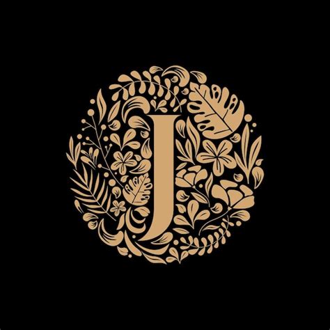 Premium Vector Elegant Luxury Letter J Circle Floral Flowers