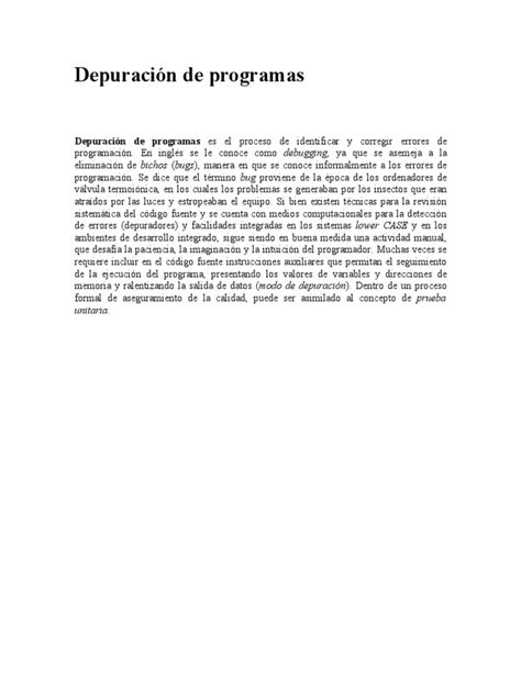 depuración de programas pdf depuración ingeniería informática