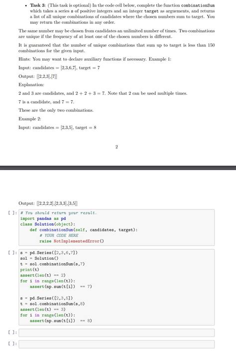 solved task 3 this task is optional in the code cell