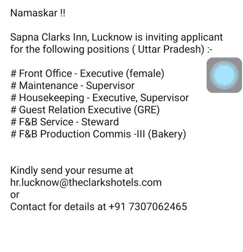 Ravindra Pratap Singh On Linkedin Hiring Clarksinn Clarksgroupofhotelsnresorts Lucknowjobs