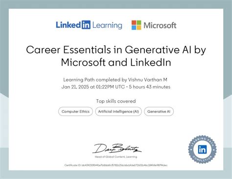 Generativeai Microsoft Linkedinlearning Ai Careergrowth Upskilling Vishnu Varthan M