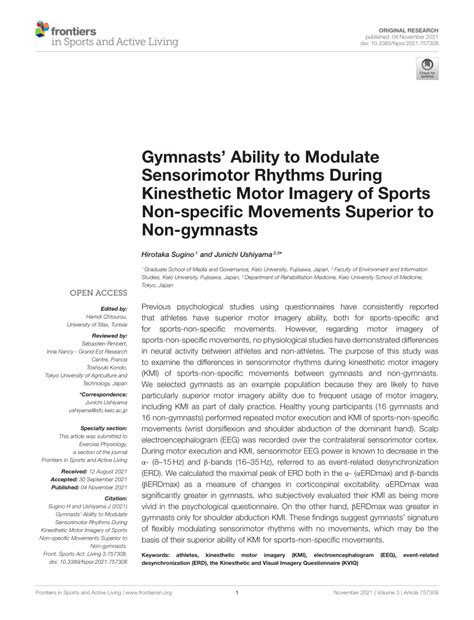 (PDF) Gymnasts' Ability to Modulate Sensorimotor Rhythms During Kinesthetic Motor Imagery of ...