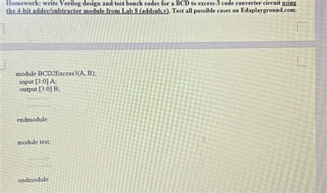 Solved Homework Write Verilog Design And Test Bench Codes