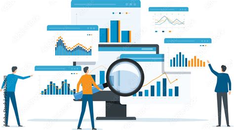 Business Team Analytics And Monitoring On Web Report Dashboard Monitor Concept Stock