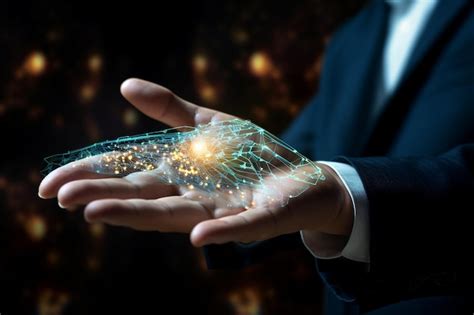 premium photo business hand using digital artificial intelligence