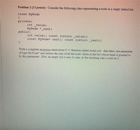 Solved Problem Points Consider The Following Class Chegg