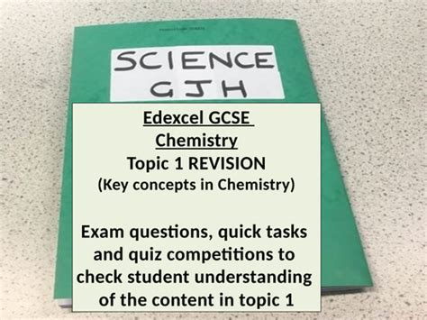 Edexcel Gcse Chemistry Topic 1 Revision Key Concepts In Chemistry Teaching Resources