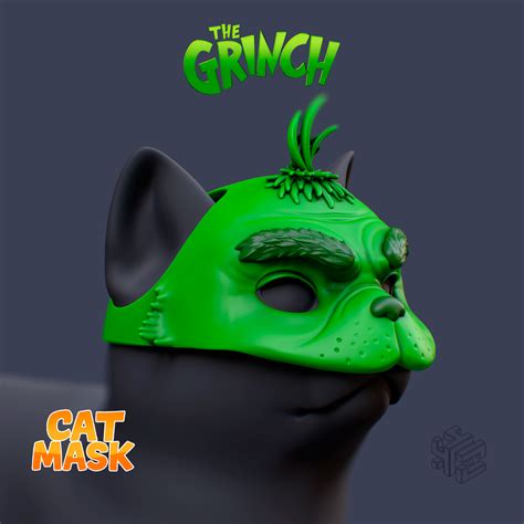 🎄 Grinch Cat Mask Máscara Imprimible En 3d Para Gatos・archivo Stl