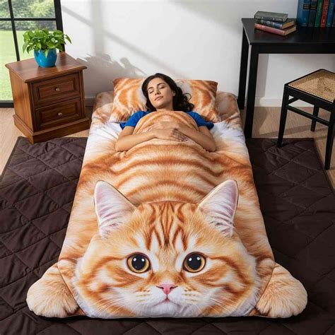 Fluffy Cat Sleeping Bags Snuggle Up With Feline Inspired Comfort And