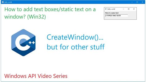 C Tutorial How To Create Textbox And Static Text On A Window Youtube