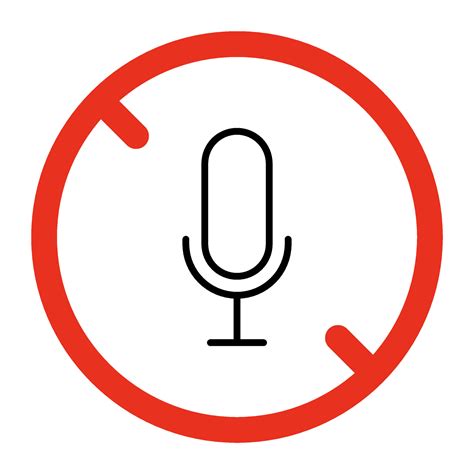 Prohibited Microphone Sound Off And No Record Sign Forbidden Mic Symbol Vector Sign