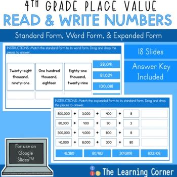 Read And Write Numbers Digital Activity Standard Word And Expanded Form