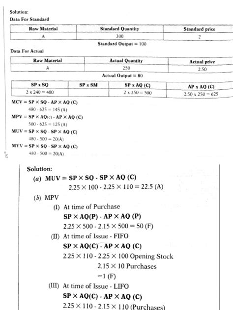 3 Solution Of Sums 1 Standard Costing Skpcc Pdf