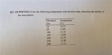 Solved Q3 10 Points Given The Following Temperature And