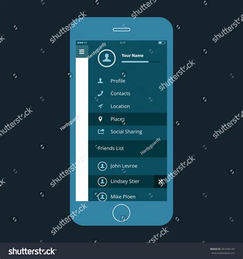 Mobile Wireframe Ui Kit Sidebar Menu Stock Vector Royalty Free 351646145 Shutterstock