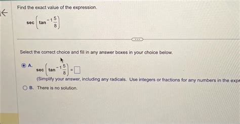 Find The Exact Value Of The Expression Sec Tan−185