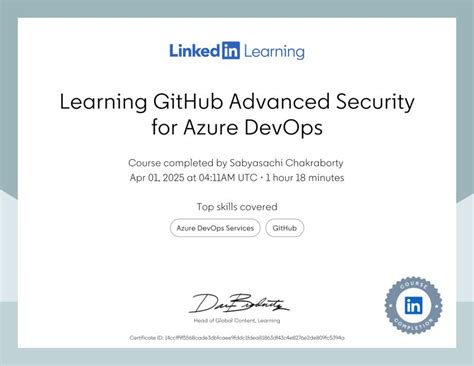 Just Finished The Course “learning Github Advanced Security For Azure