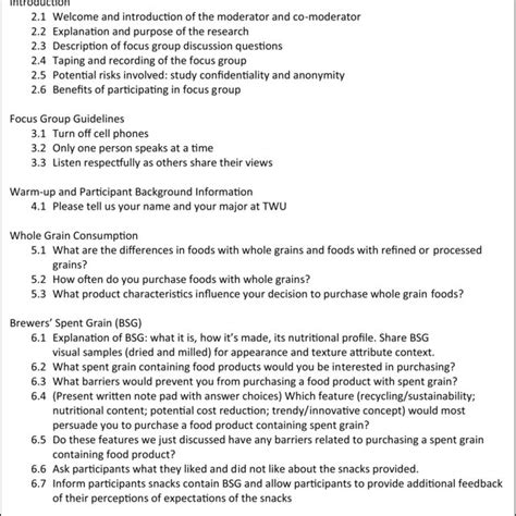 semi‐structure interview guide used by the moderator to guide focus