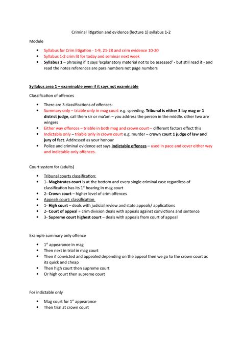 Criminal Litigation Lecture 1 Syllabus 1 2 Criminal Litigation And