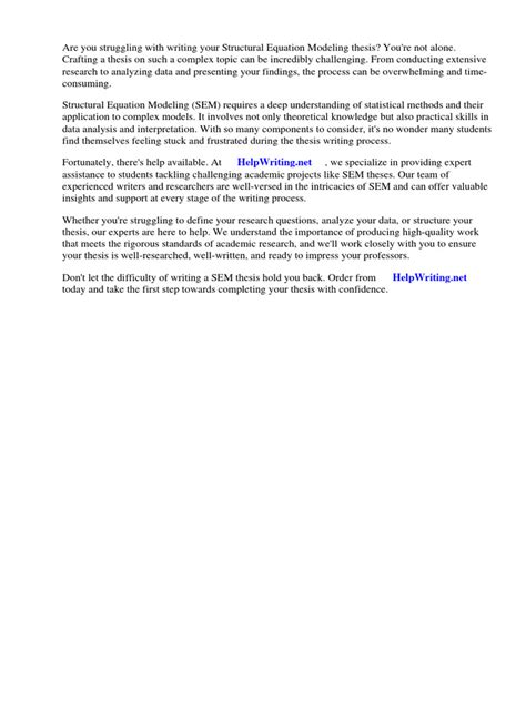 Structural Equation Modeling Thesis Pdf