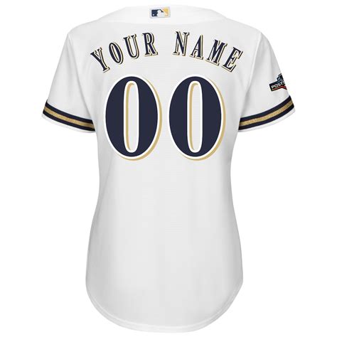 Womens Milwaukee Brewers Majestic White 2019 Postseason Official Cool Base Custom Jersey