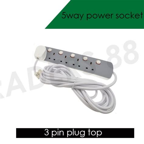 5 Way Extension Power Socket 2 Meter Length With Indicator Light Shopee Malaysia