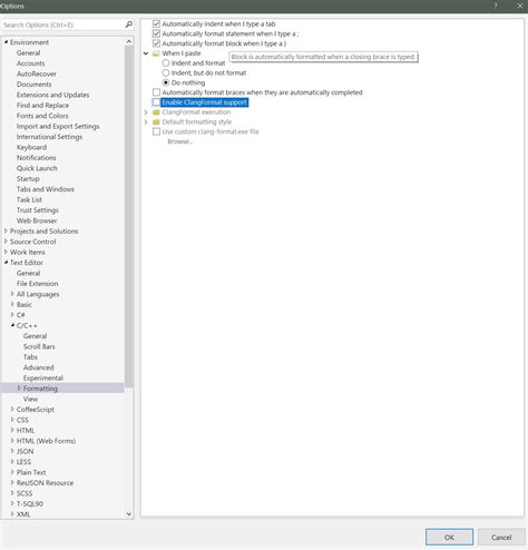 C How To Re Enable Formatting In Visual Studio 2017 Stack Overflow