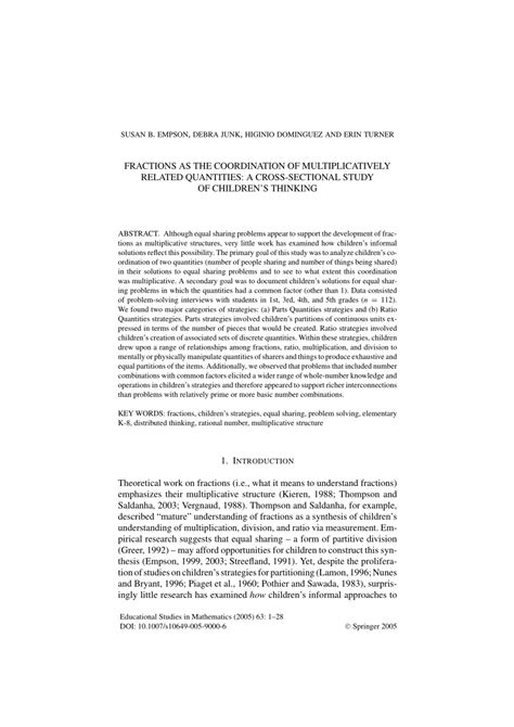 Pdf Fractions As The Coordination Of Multiplicatively Related Quantities A Cross Sectional