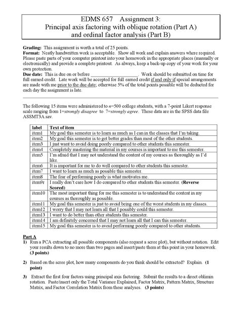 Assignment 3 Principles Axis Factoring With Oblique And Ordinary