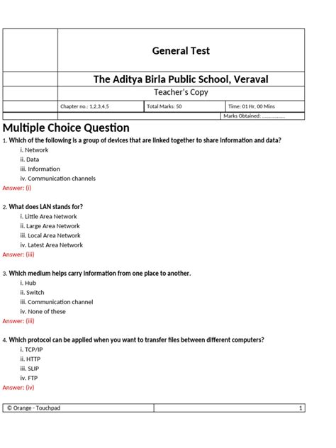 class viii mcqs answer key pdf computer network world wide web