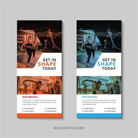 터 현대적이고 깨 ⁇ 한 체육관 롤 업 배너 템플릿 디자인 프리미엄 벡터