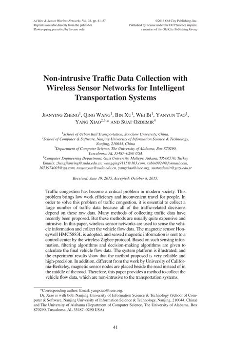 pdf non intrusive traffic data collection with wireless sensor