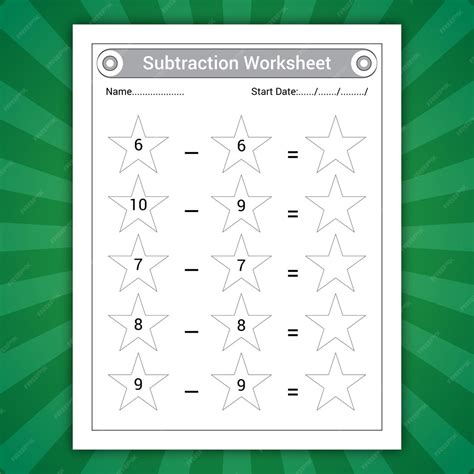 Premium Vector Subtraction Worksheet