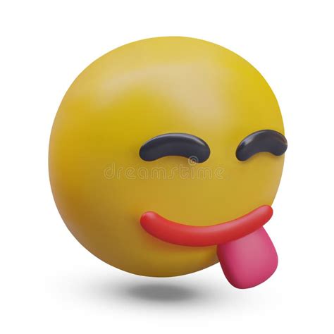 émoticône Jaune 3d Avec Yeux Fermés Et La Langue Caractère Moqueur Illustration De Vecteur