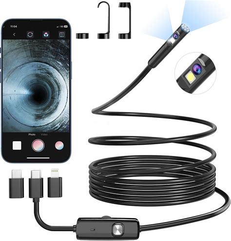 Hd Endoscope Camera With Light Type C And Lighting Borescope For Android And Iphone