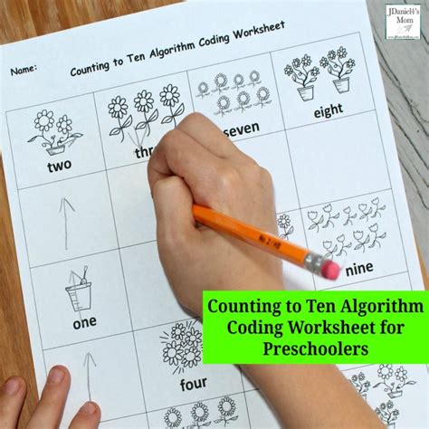 Counting To Ten Algorithm Coding Worksheet For Prebabeers